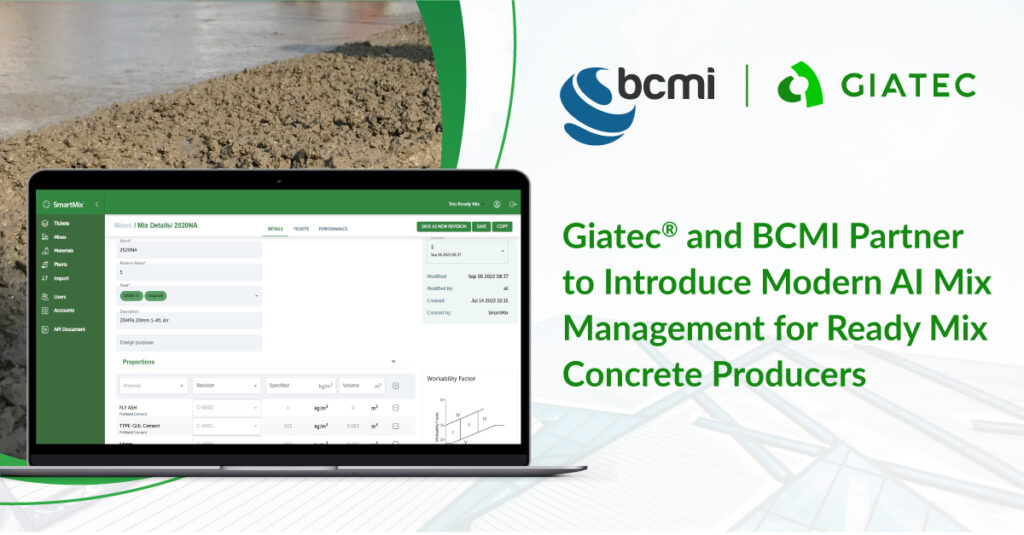 Giatec and BCMI Partner for AI Mix Management for Ready Mix Producers