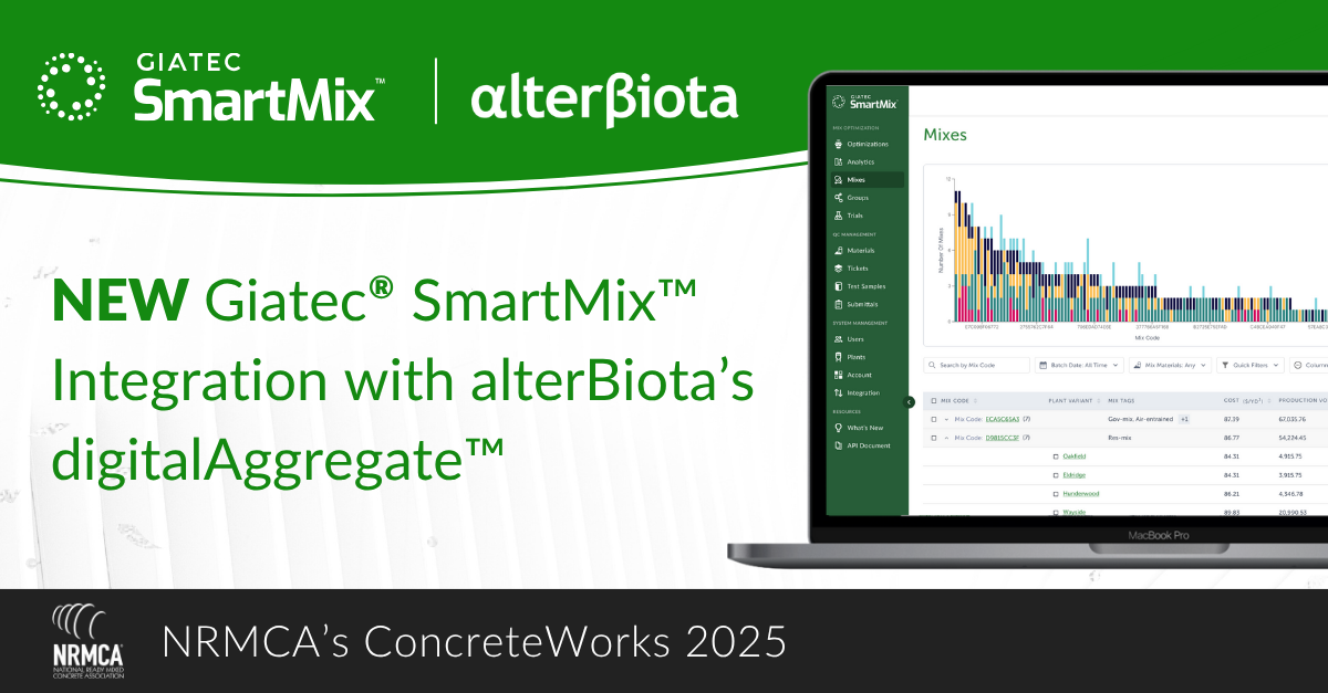 New Giatec SmartMix Integration with alterBiota's digitalAggregate